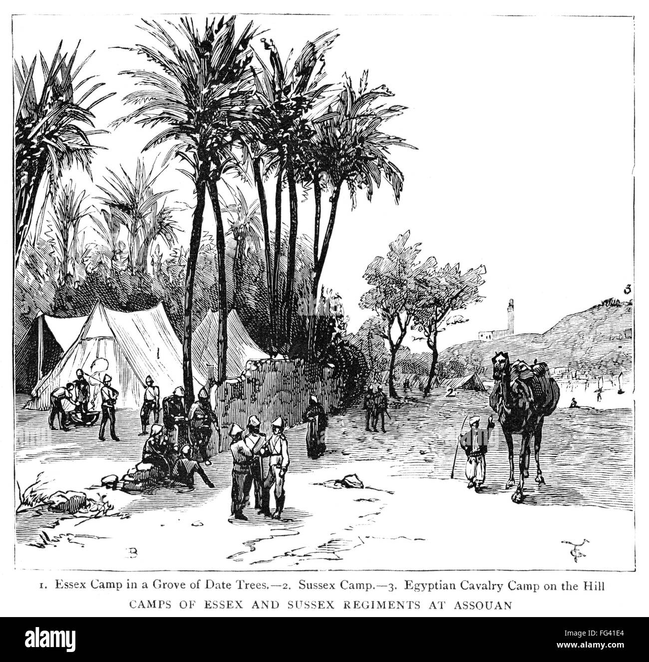 NILE EXPEDITION, 1884. /nThe camps of Essex and Sussex at Aswan, Egypt ...