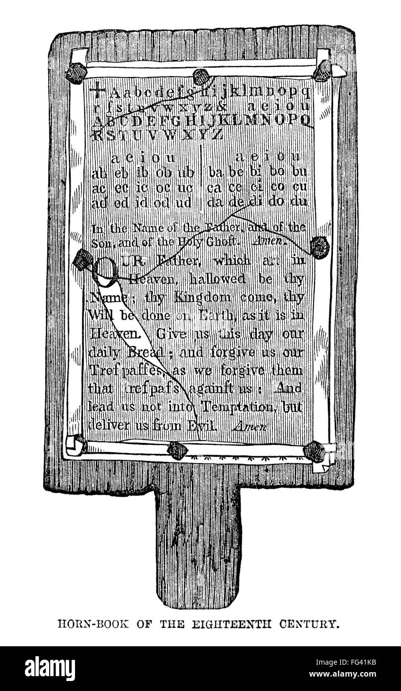 HORNBOOK, 18TH CENTURY. /nAmerican colonial hornbook of the 18th ...