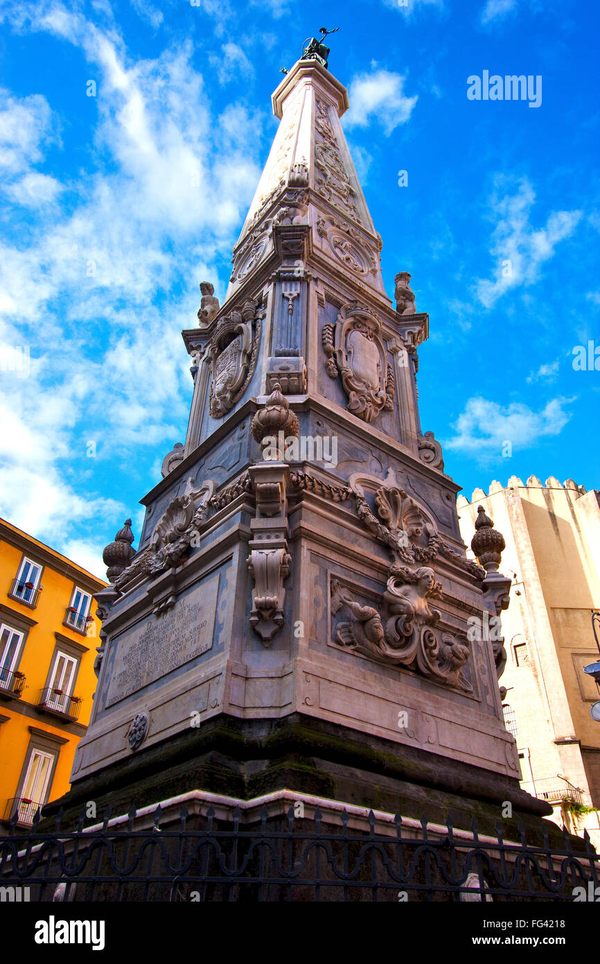marble statue of obelisk immacolata in the center of naples italy ...