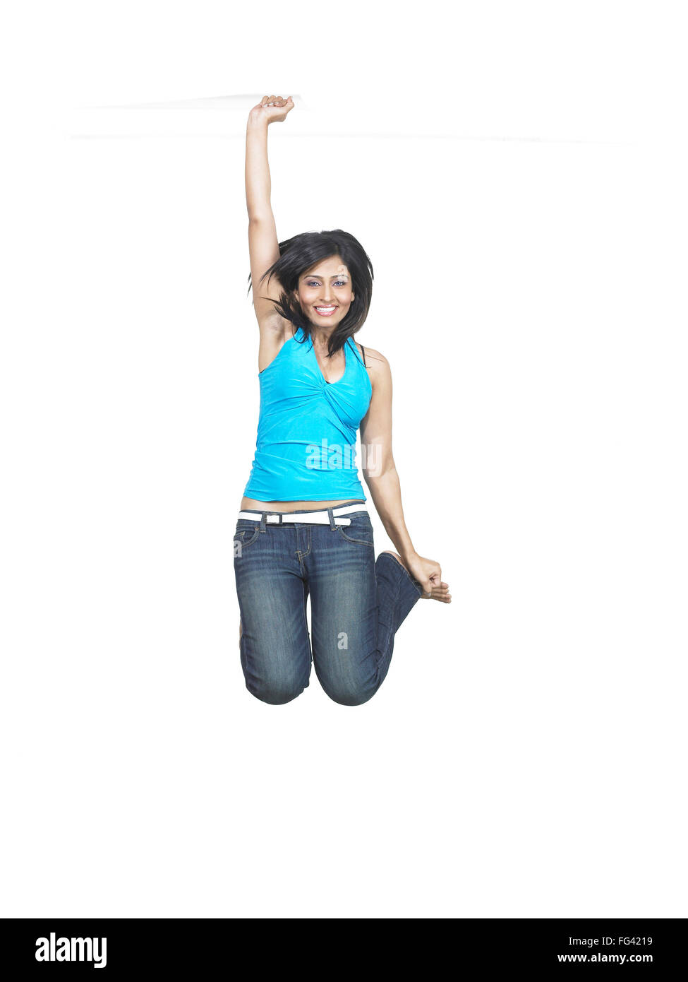 Woman hand wearing blue Cut Out Stock Images & Pictures - Alamy