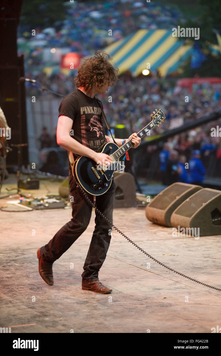 The Fratellis performing on the pyramid stage at the Glastonbury ...