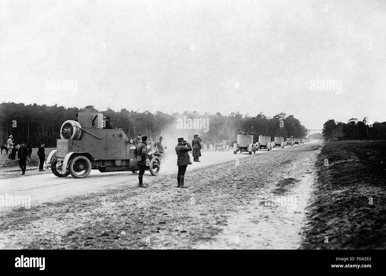 WWI: ARMORED CAR, c1915. /nArmored cars on maneuvers, possibly in ...