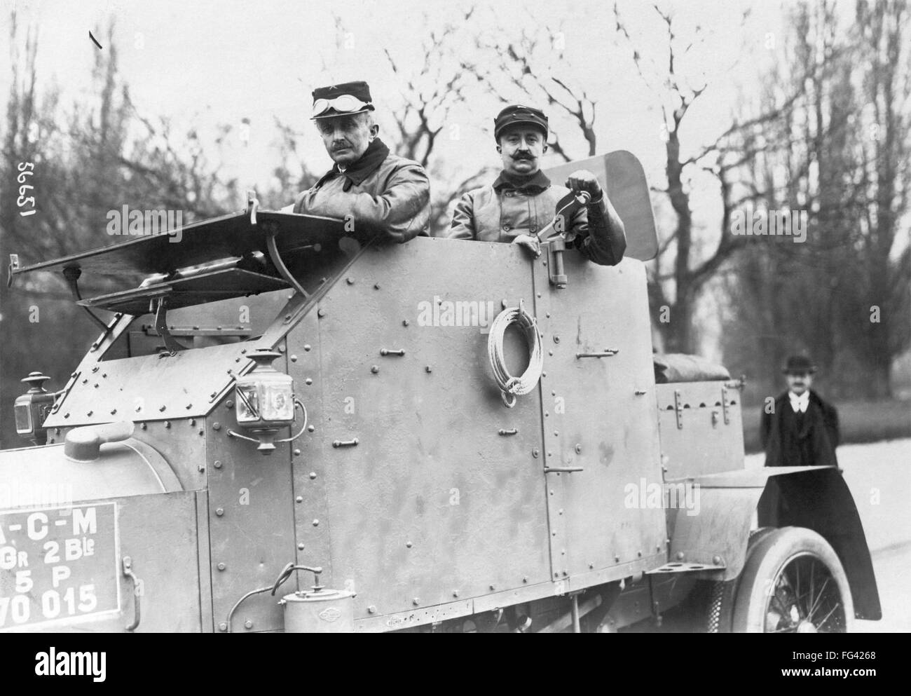 WWI: ARMORED CAR, c1915. /nTwo soldiers in an armored car, possibly in ...