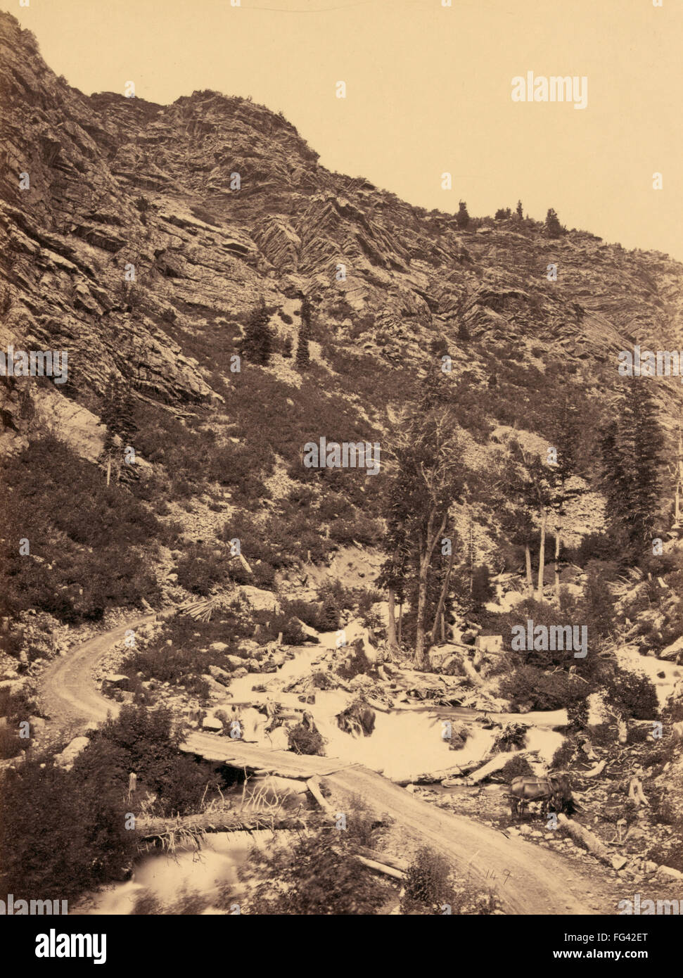 UTAH: CANYON, 1869. /nAmerican Canyon in Wahsatch, Utah. Photograph by ...