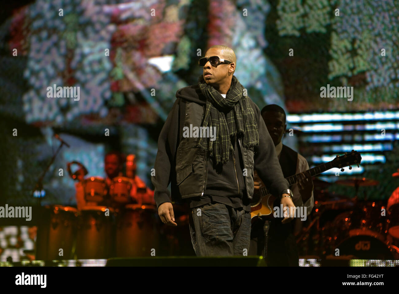 American artist Jay-Z , Jay Z headlining the Pyramid Stage at ...