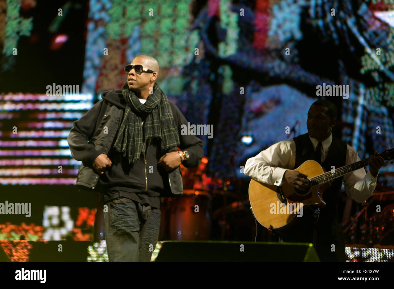 American artist Jay-Z , Jay Z headlining the Pyramid Stage at ...