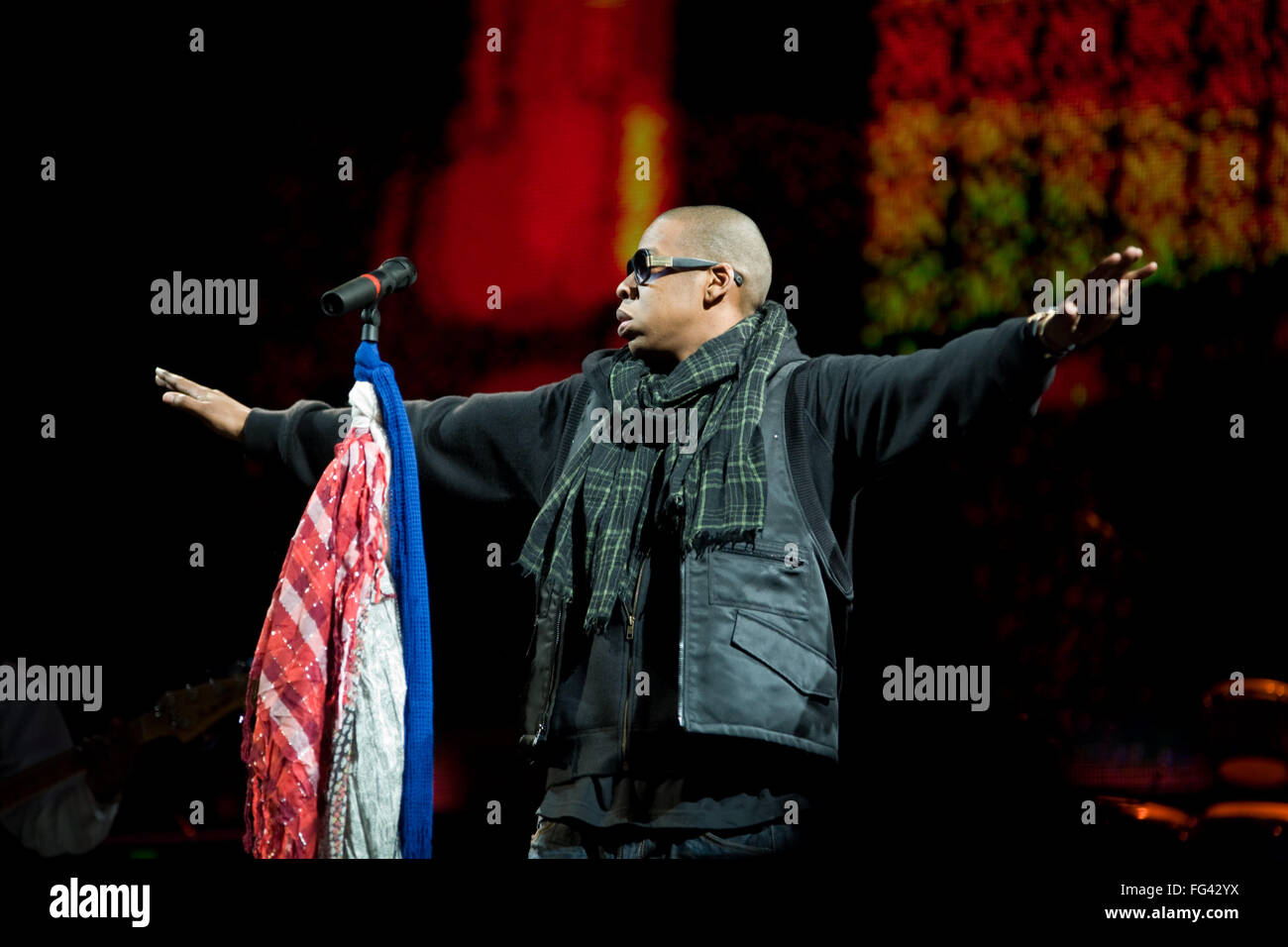 American artist Jay-Z , Jay Z headlining the Pyramid Stage at ...