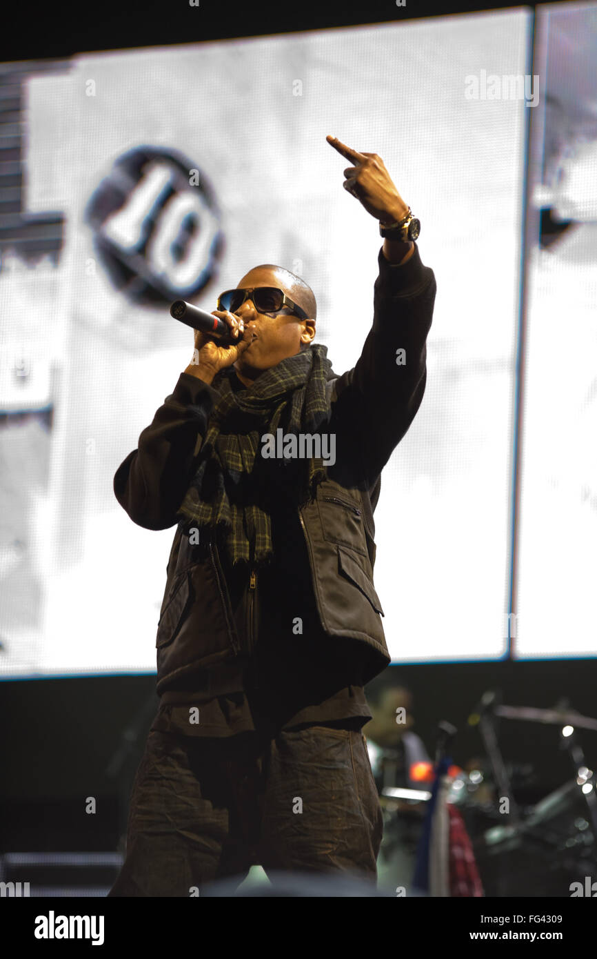 American artist Jay-Z , Jay Z headlining the Pyramid Stage at ...
