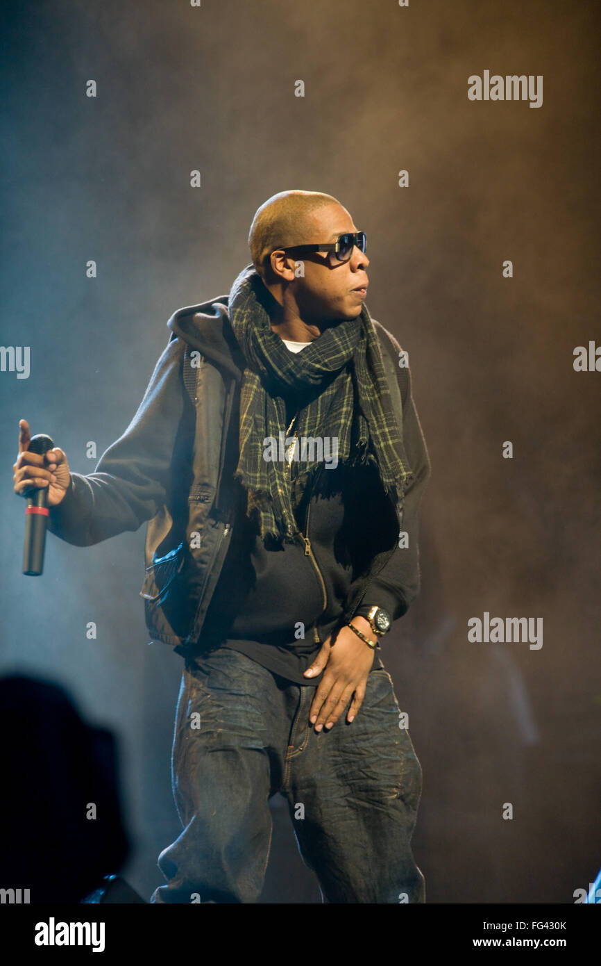 American artist Jay-Z , Jay Z headlining the Pyramid Stage at ...