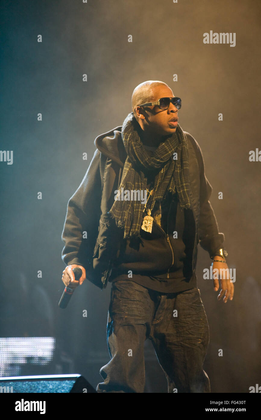 American artist Jay-Z , Jay Z headlining the Pyramid Stage at ...