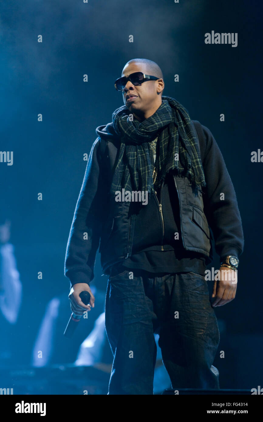 American artist Jay-Z , Jay Z headlining the Pyramid Stage at ...