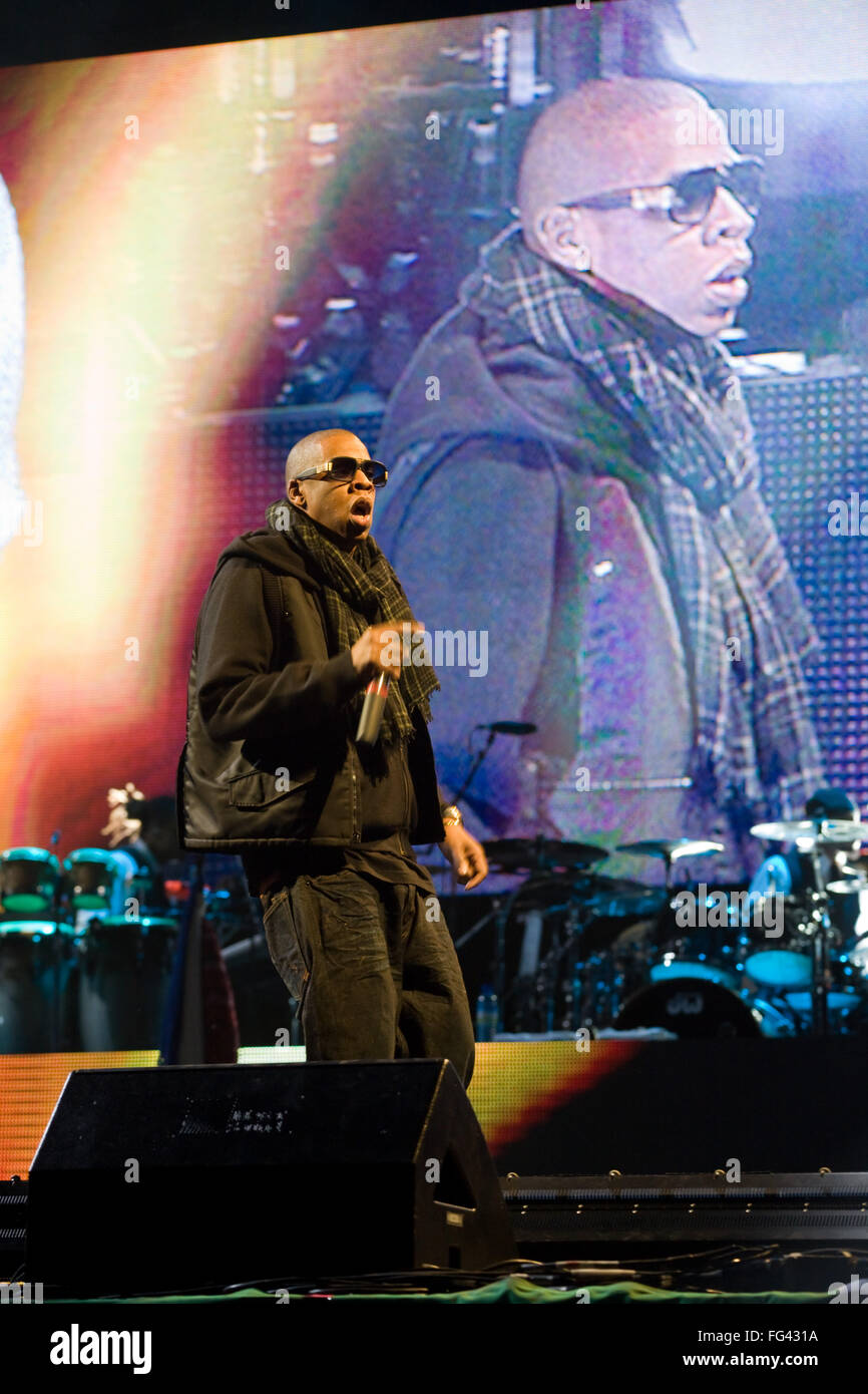 American artist Jay-Z , Jay Z headlining the Pyramid Stage at ...