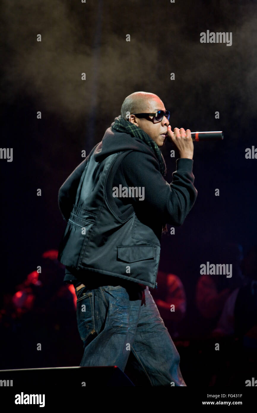 American artist Jay-Z , Jay Z headlining the Pyramid Stage at ...