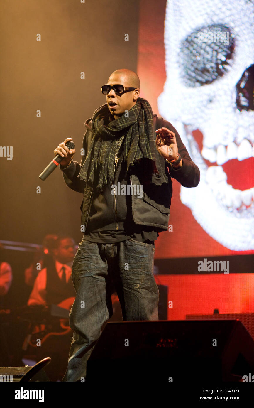 American artist Jay-Z , Jay Z headlining the Pyramid Stage at ...