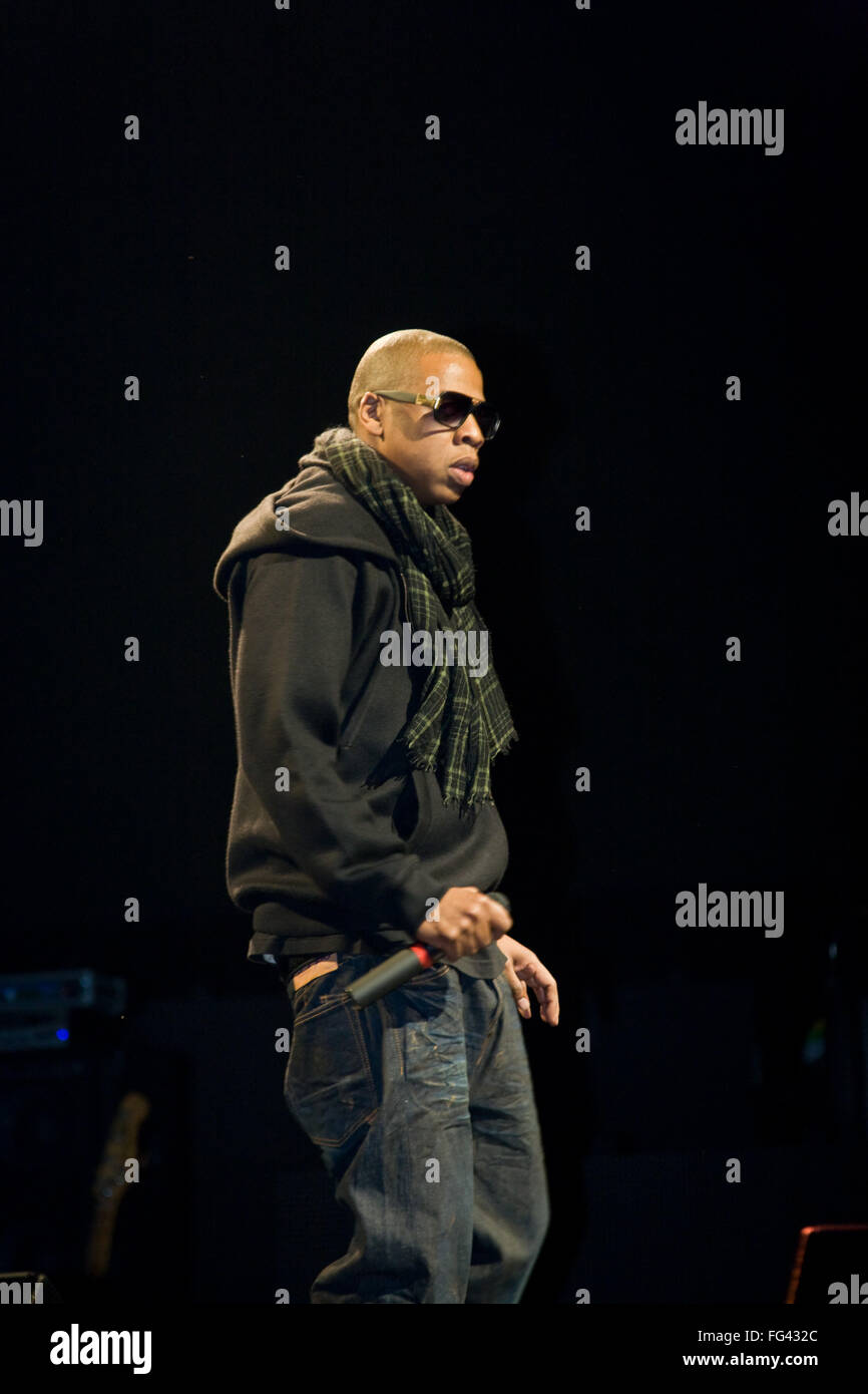 American artist Jay-Z , Jay Z headlining the Pyramid Stage at ...