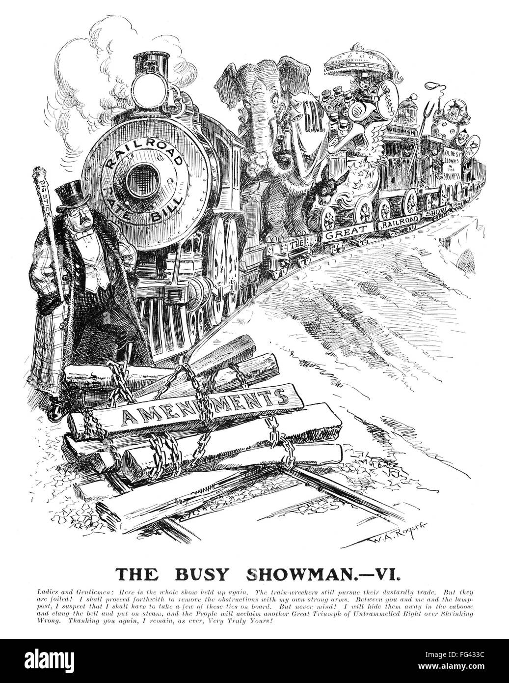 ROOSEVELT CARTOON, 1906. /n'The Busy Showman - IV.' President Theodore ...