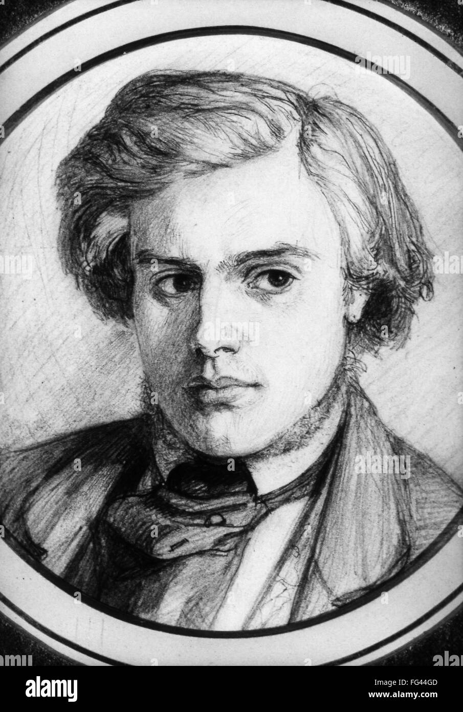 THOMAS WOOLNER (1825-1892). /nEnglish sculptor and poet. Pencil drawing ...