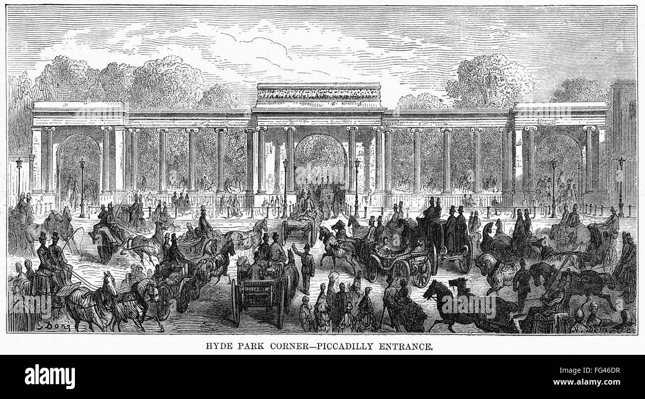 DOR╔: LONDON, 1872. /n'Hyde Park Corner - Piccadilly Entrance.' Wood ...