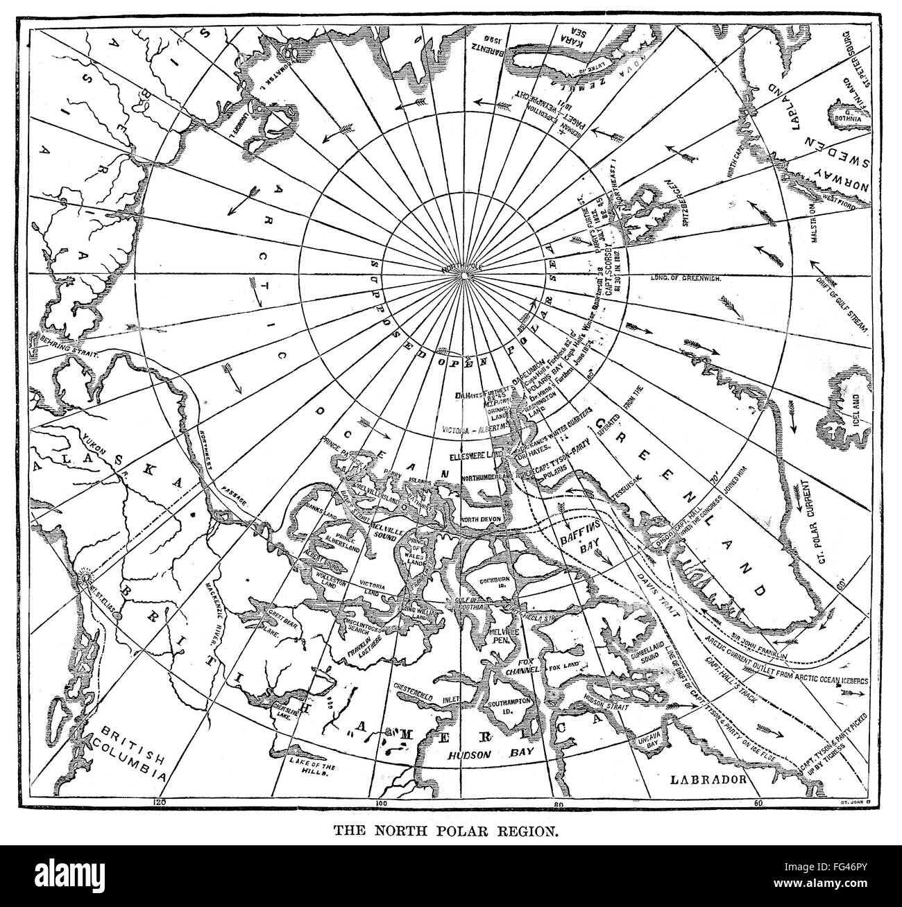 POLAR EXPEDITIONS, 1873. /nMap showing the route of the 'Polaris ...