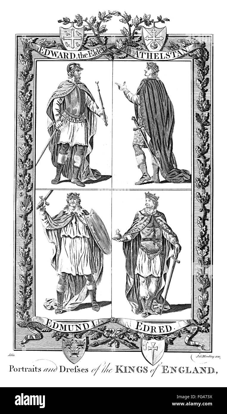 KINGS OF ENGLAND. /nLeft to right, with reign dates: (top) Edward the ...