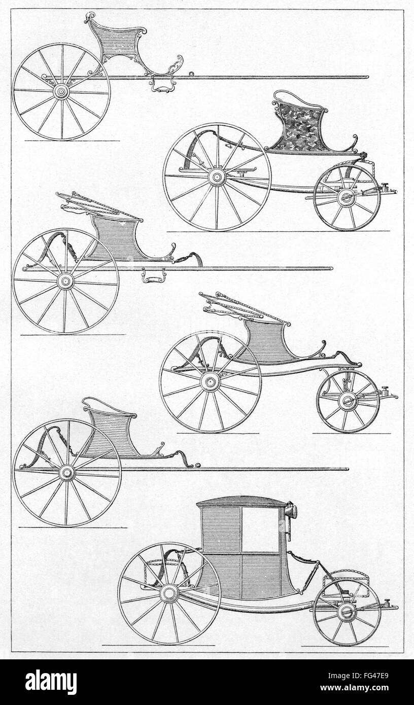 FRANCE: CARRIAGES, c1740. /nExamples of light carriages from France ...