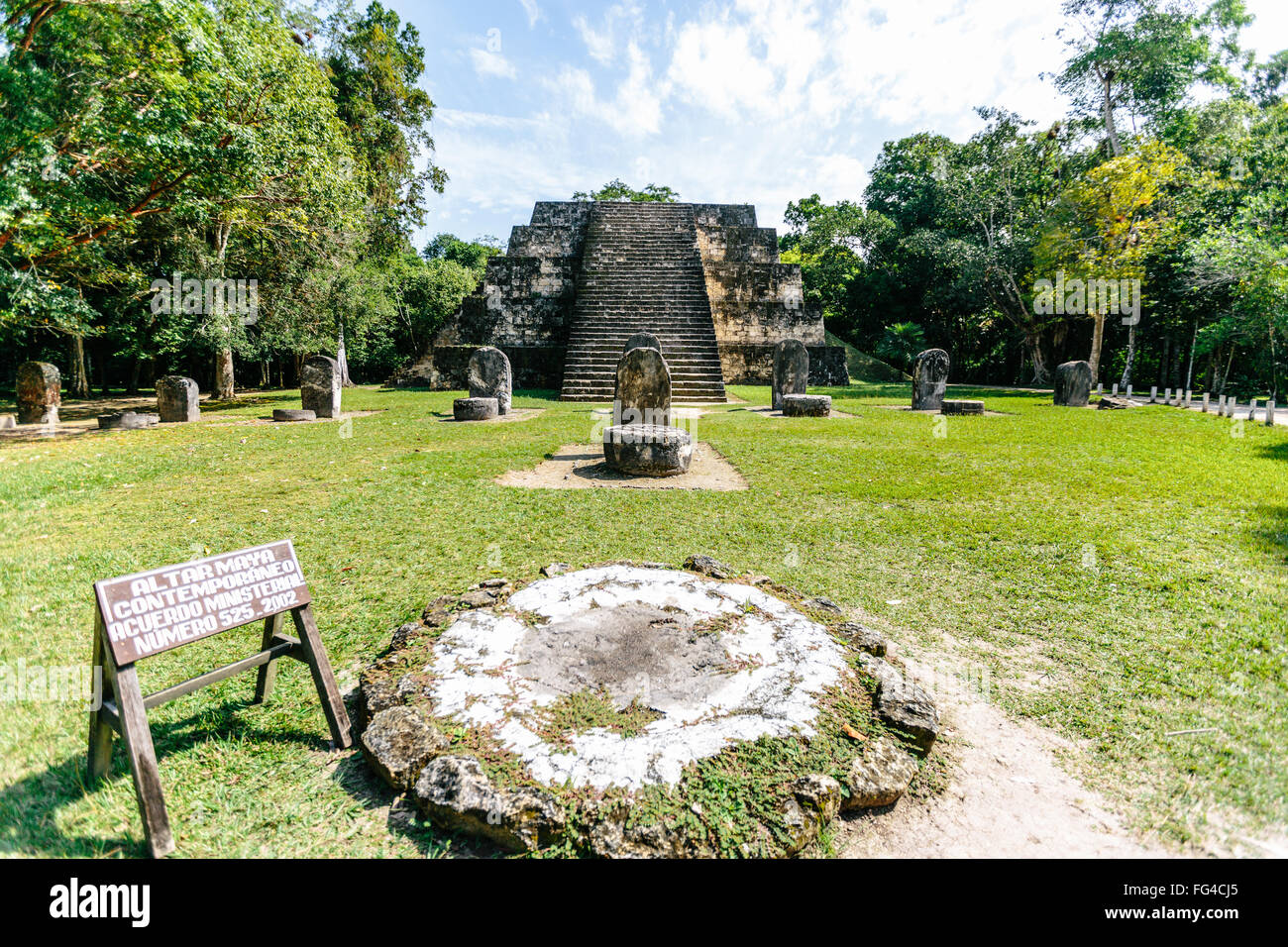 The restored east pyramid of Group Q, a twin-pyramid complex at Tikal ...
