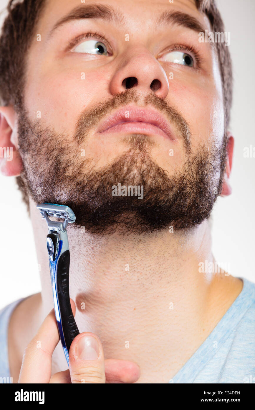 Health beauty and skin care concept. Closeup of male face. Young man ...