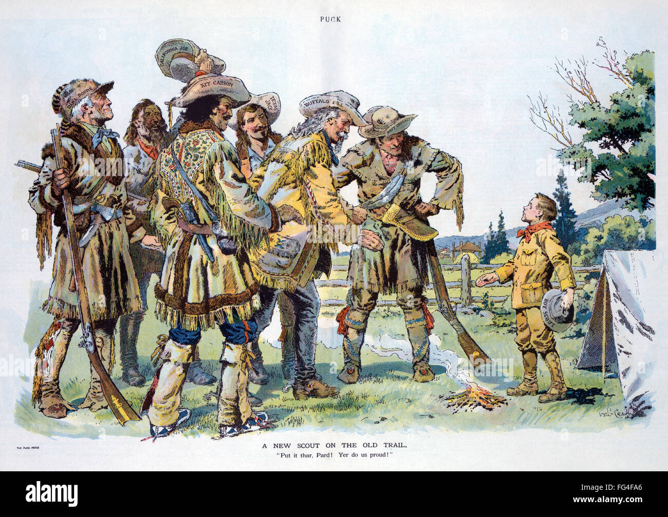 CARTOON: BOY SCOUTS, 1912. /n'A new scout on the old trail - Put it ...