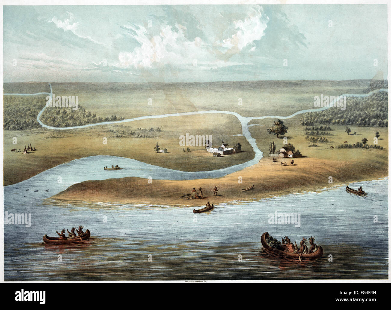 CHICAGO, 1820. /nChicago as it looked in 1820. Lithograph, c1867 Stock ...