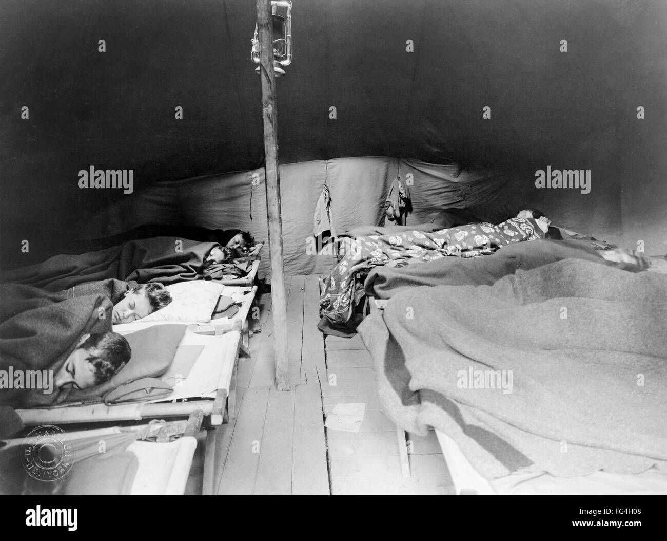 BOY SCOUT CAMP, c1919. /nBoy Scouts sleeping in a tent at Camp ...