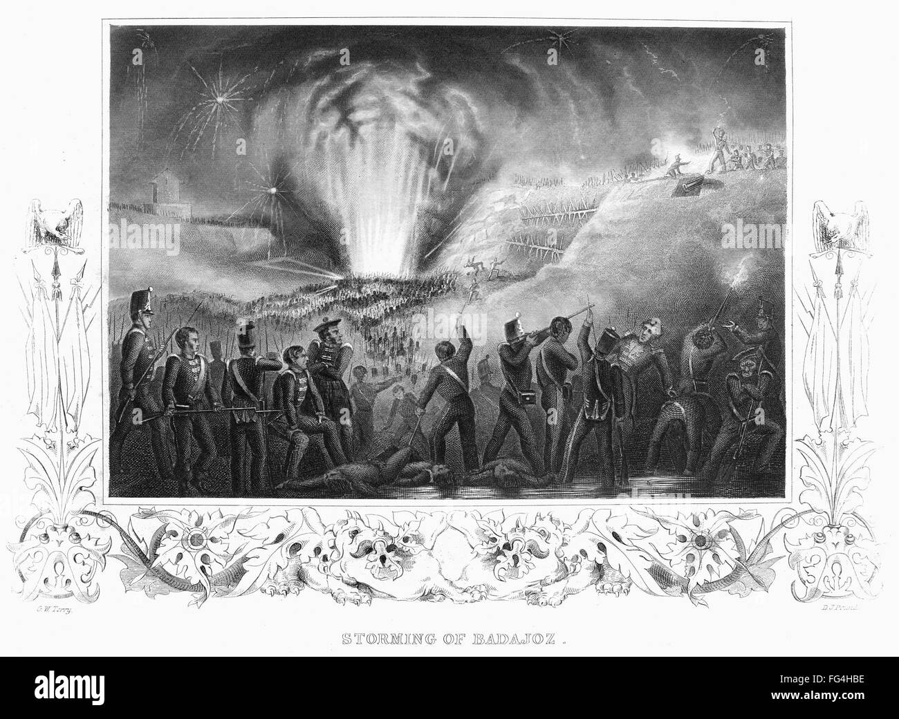 SIEGE OF BADAJOZ, 1812. /nThe storming of Badajoz, Spain, by the Anglo ...