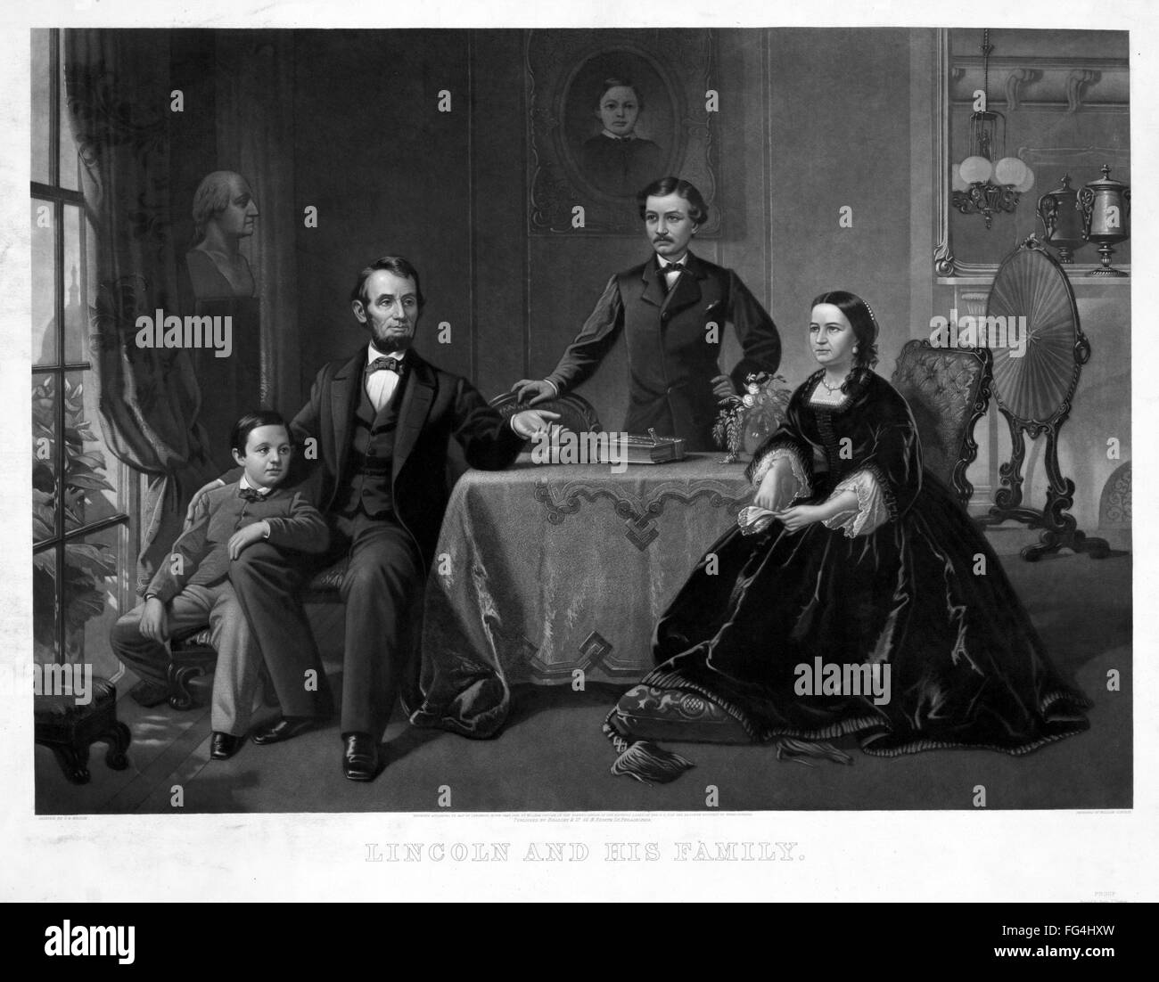 LINCOLN AND FAMILY. /nPresident Abraham Lincoln with his sons Tad and ...