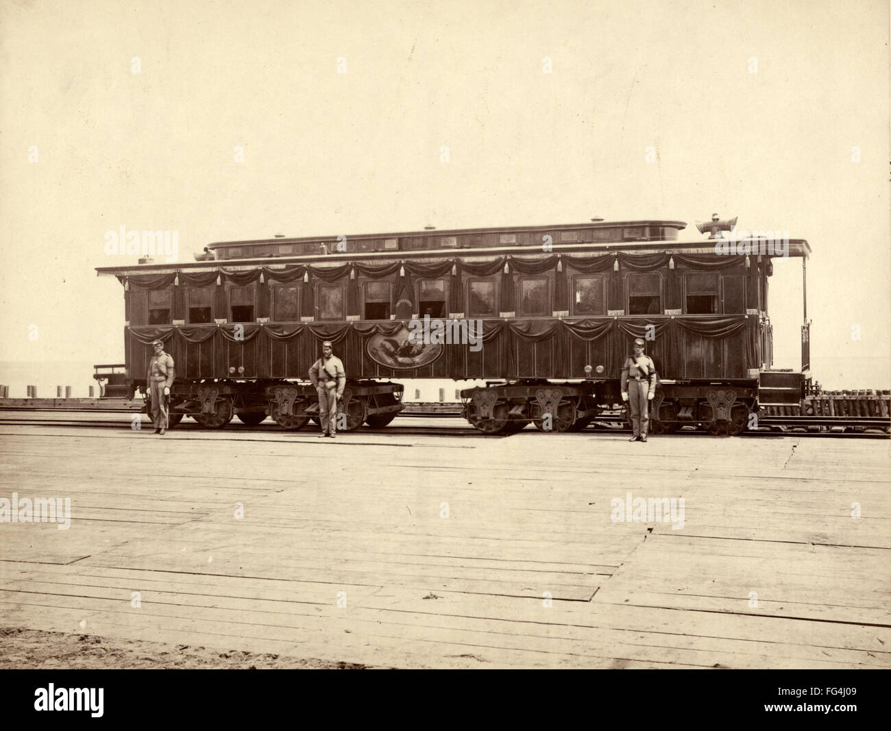 LINCOLN FUNERAL CAR, 1865. /nSoldiers guarding President Abraham ...