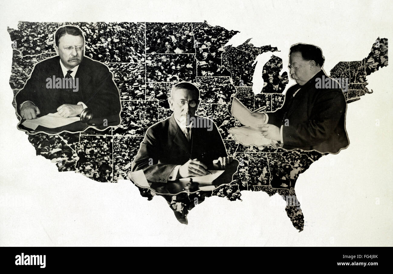PRESIDENTIAL MAP, c1912. /nPhotomontage of Presidents Theodore ...