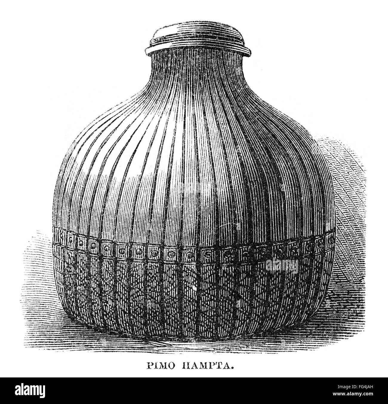 PIMA CONTAINER, 1864. /nA Pima Native American woven container. Wood ...