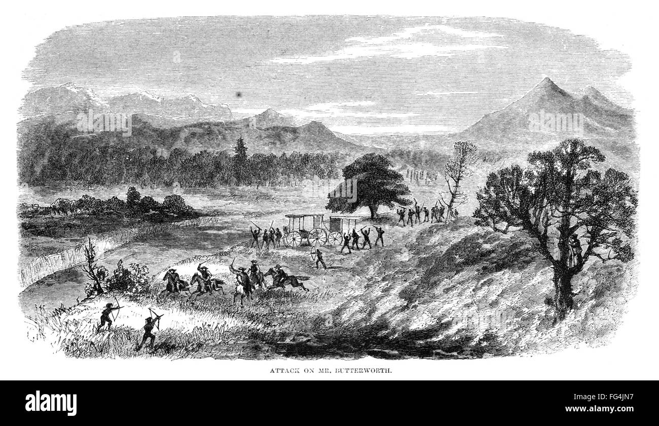 ARIZONA: APACHE ATTACK, 1864. /nAttack on U.S. Army Colonel Butterworth ...