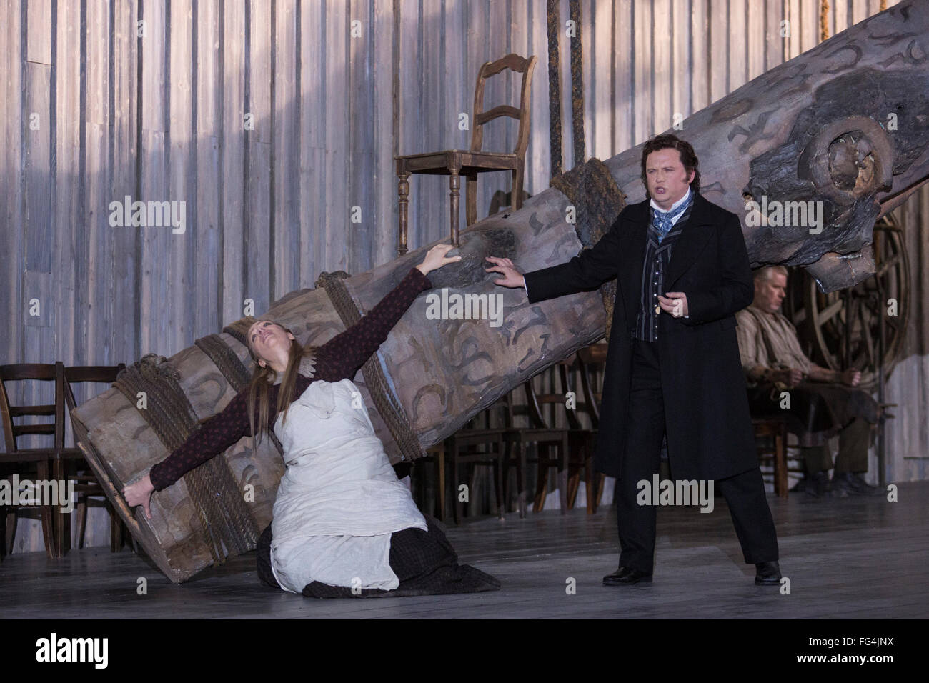 London, UK. 15 February 2016. Jennifer Holloway as Adalgisa and Peter ...