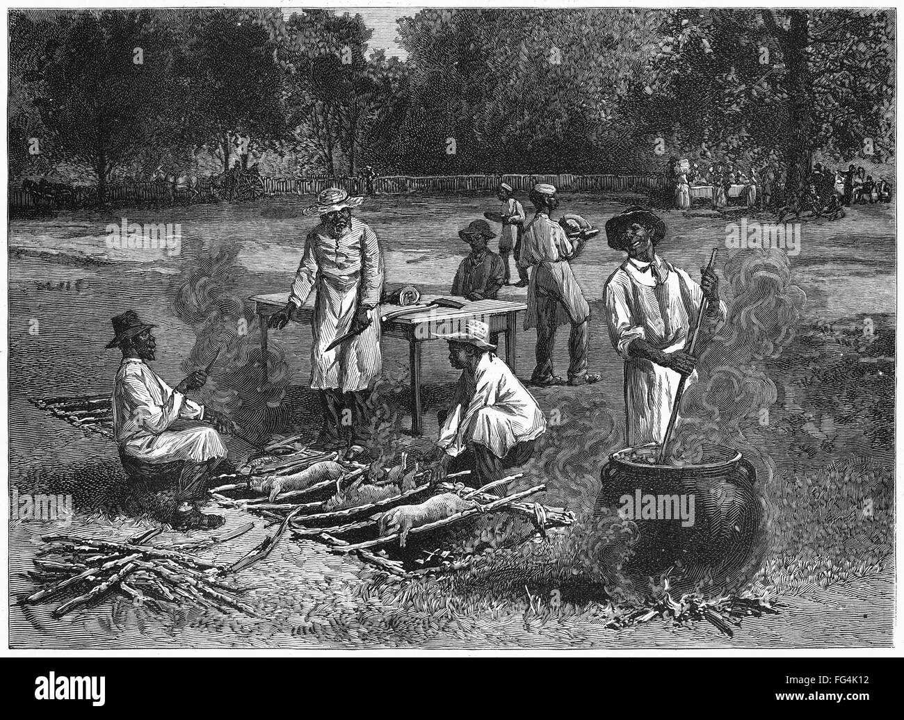 BARBECUE, 1887. /n'A southern Barbecue.' Engraving from a sketch by ...