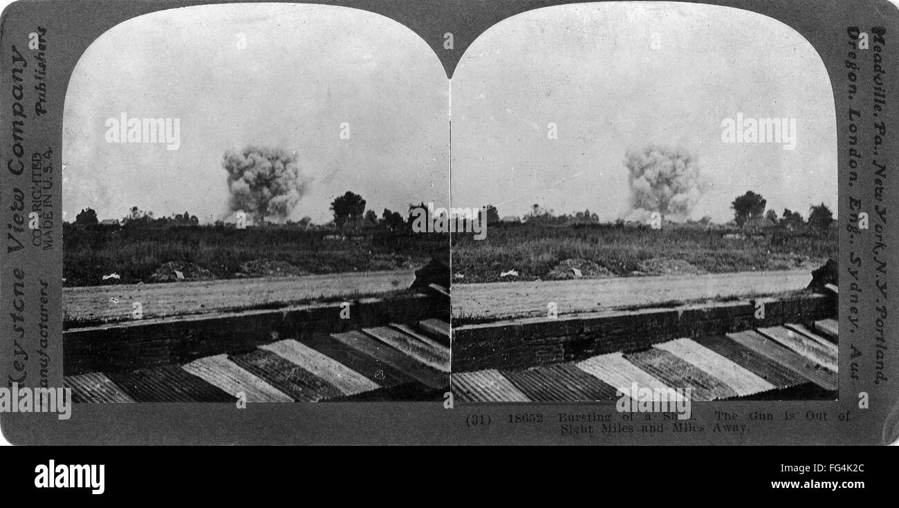 WORLD WAR I: EXPLOSION. /nA shell exploding during World War I ...