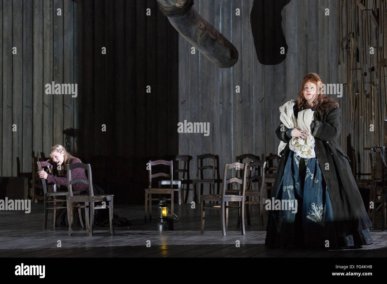 London, UK. 15 February 2016. L-R: Jennifer Holloway as Adalgisa and ...