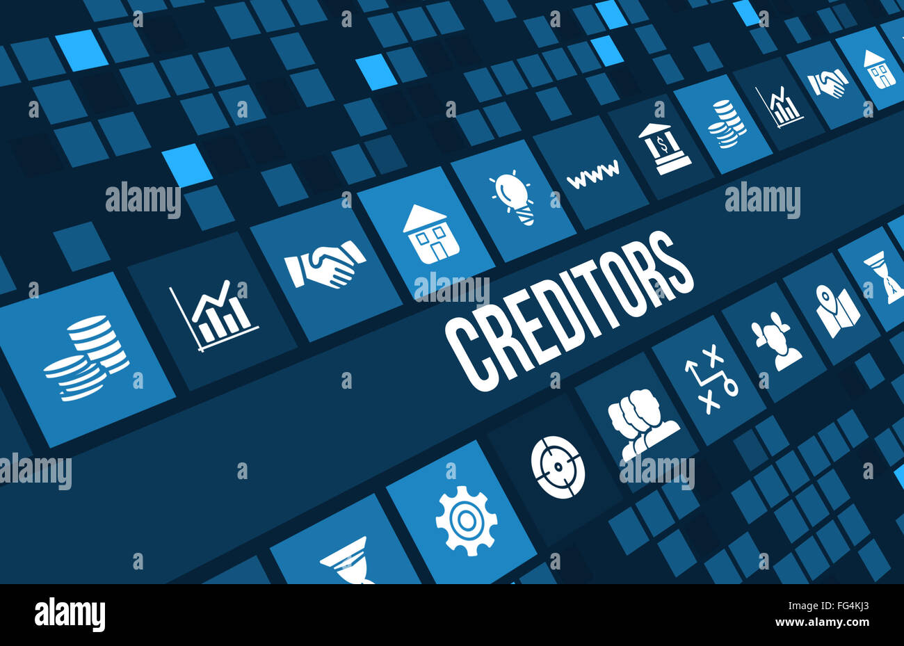 Creditors concept image with business icons and copyspace Stock Photo ...