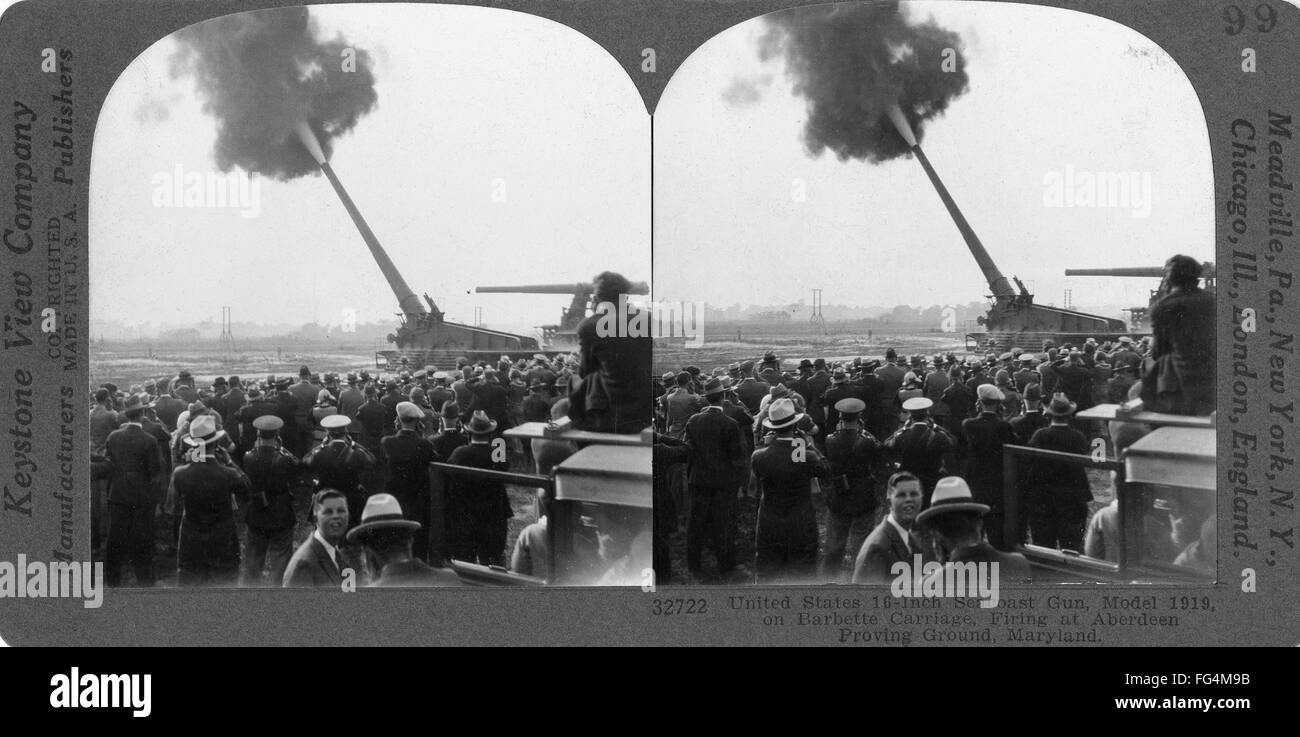 MARYLAND: CANNON, 1919. /nA crowd covering their ears as a 16-inch ...