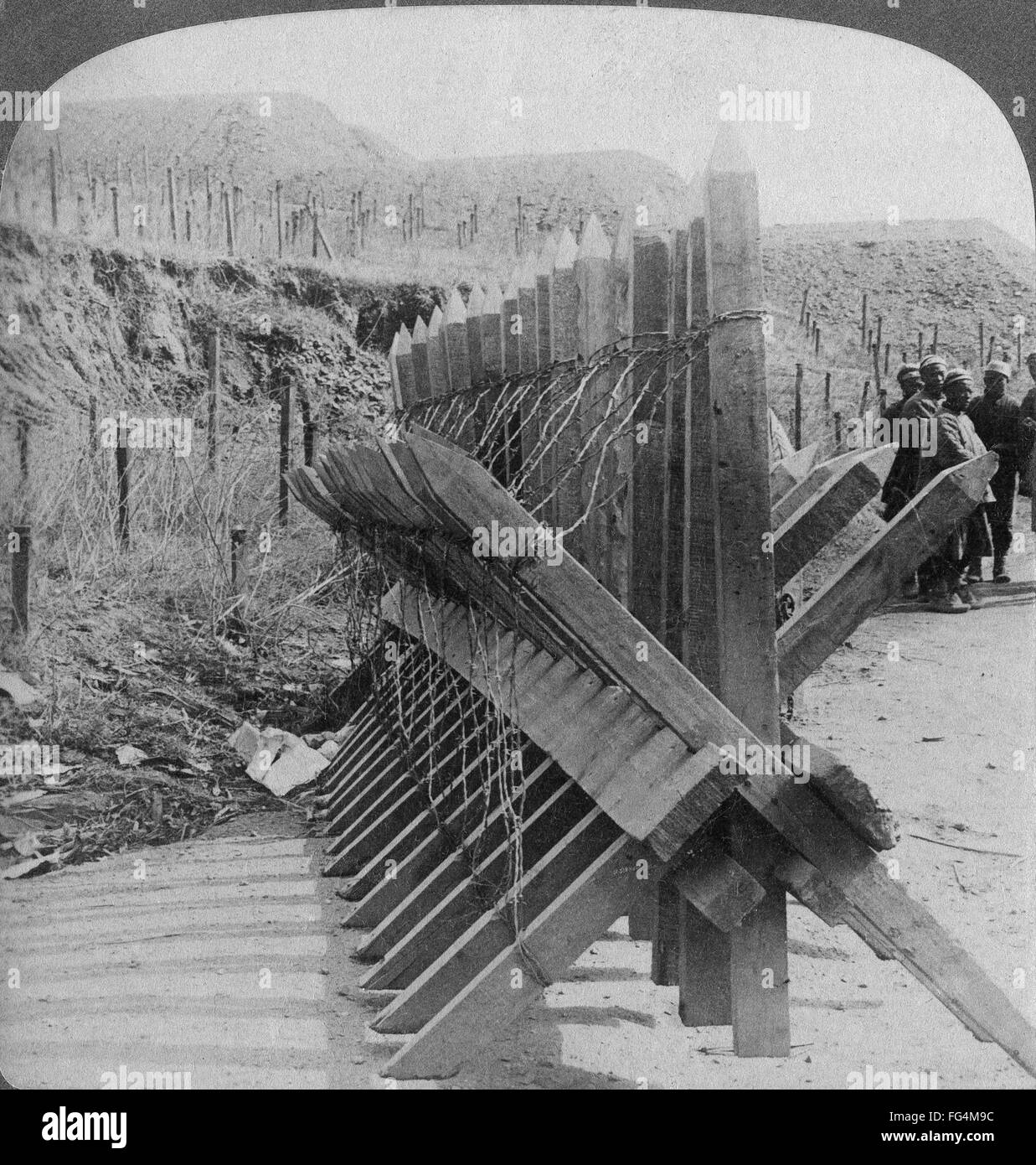 RUSSO-JAPANESE WAR, 1905. /nRussian barrier and barbed wire blocking ...