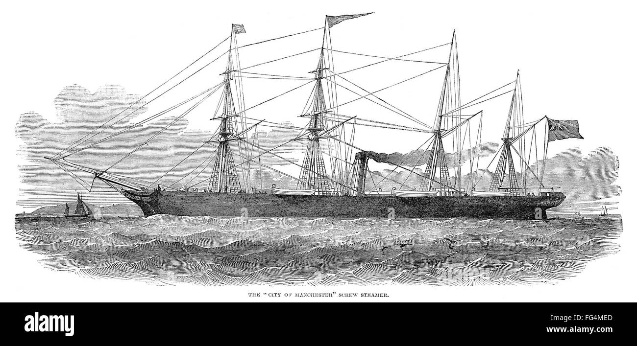SCREW STEAMSHIP, 1851. /nThe 'City of Manchester' screw steamer ...