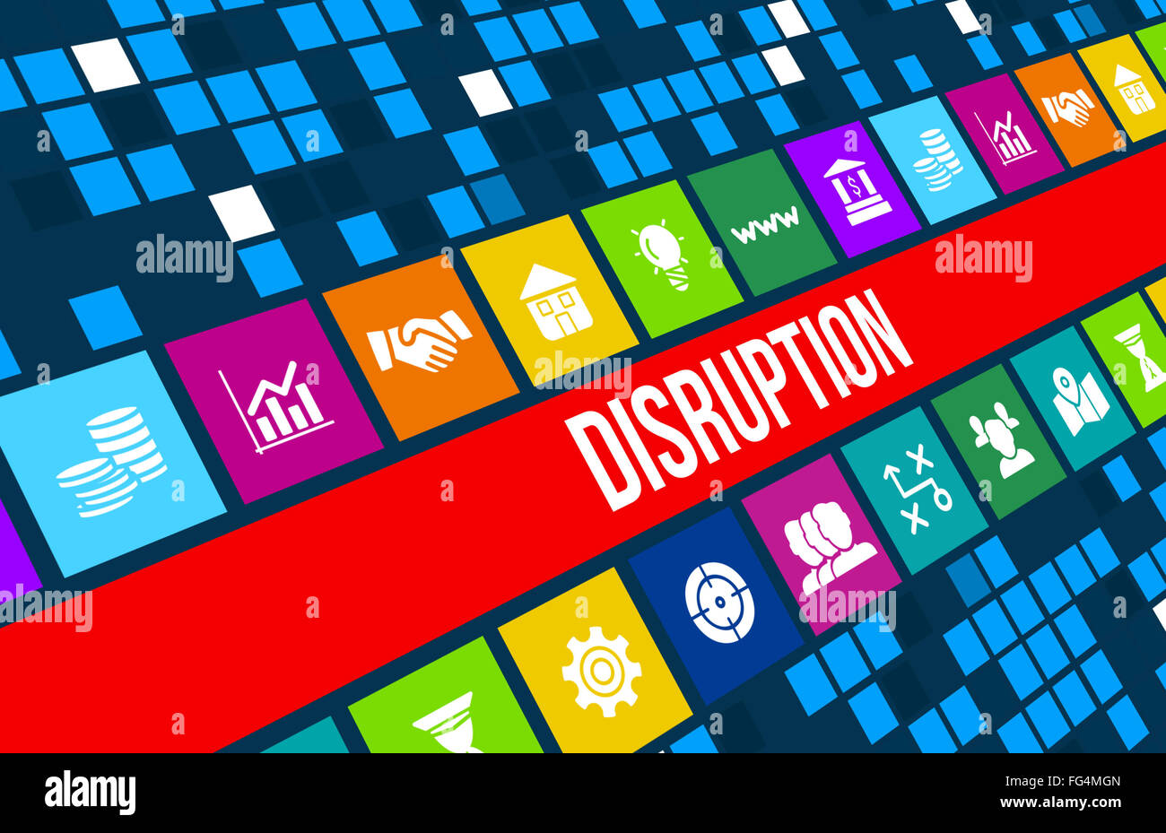 Disruption concept image with business icons and copyspace Stock Photo ...