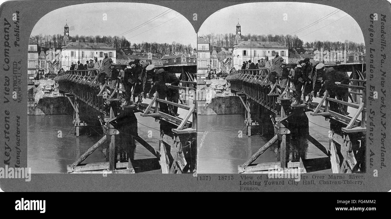 WORLD WAR I: MARNE BRIDGE. /nWooden bridge over the Marne River at ...