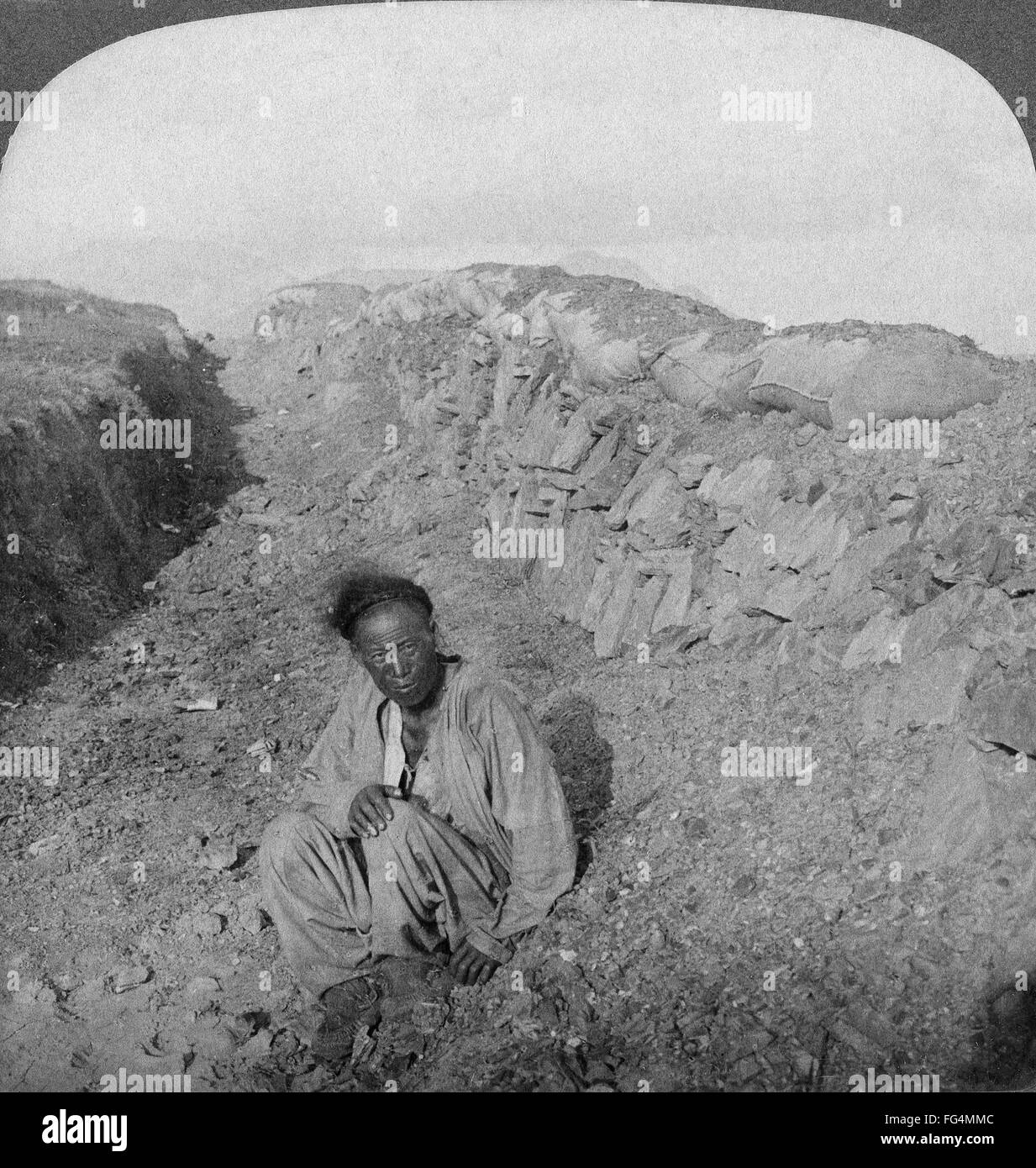 RUSSO-JAPANESE WAR, 1904. /nA Chinese coolie laborer, seated in a ...