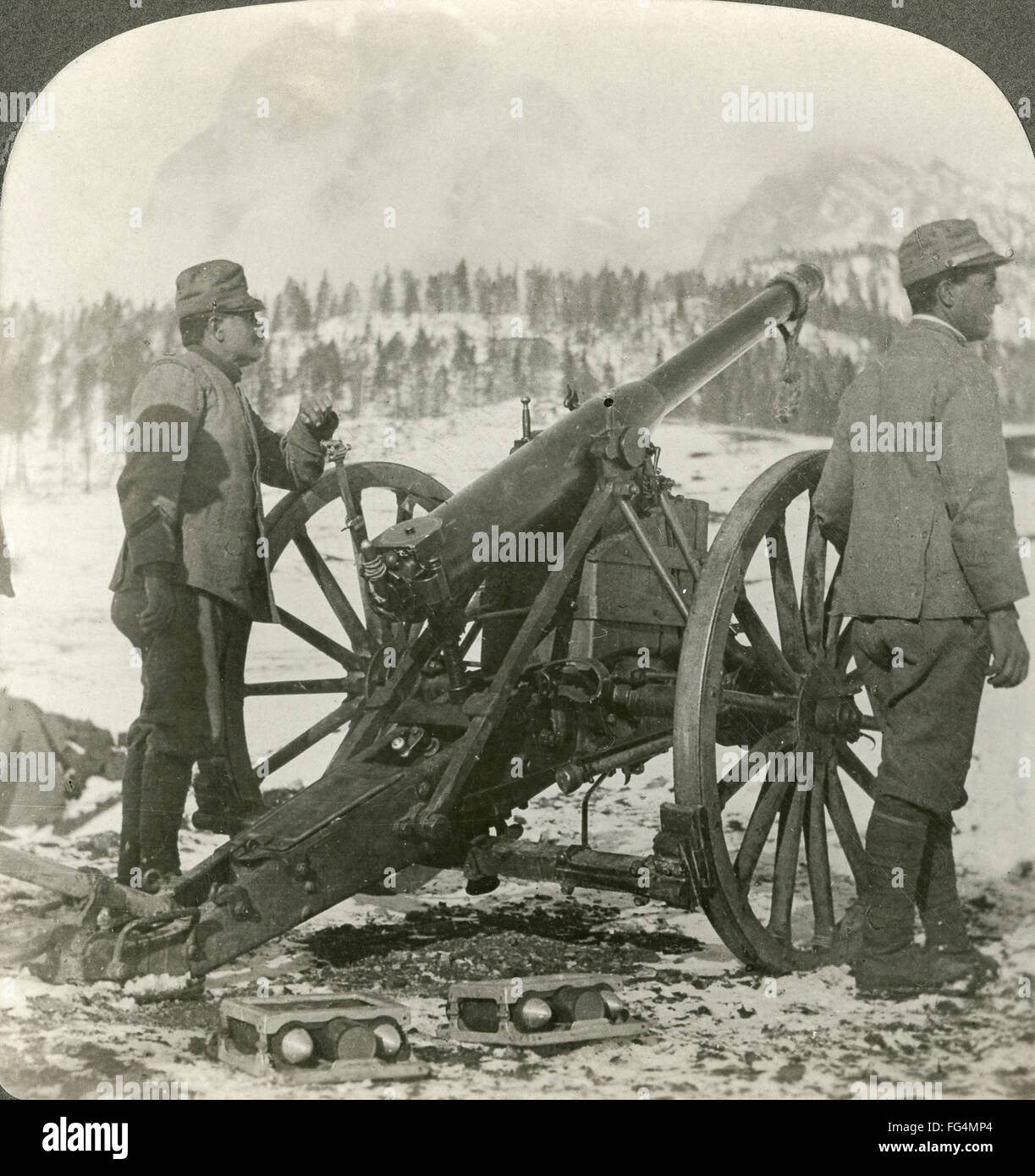 WORLD WAR I: ITALIAN GUN. /nA field gun manned by a team of Italian ...