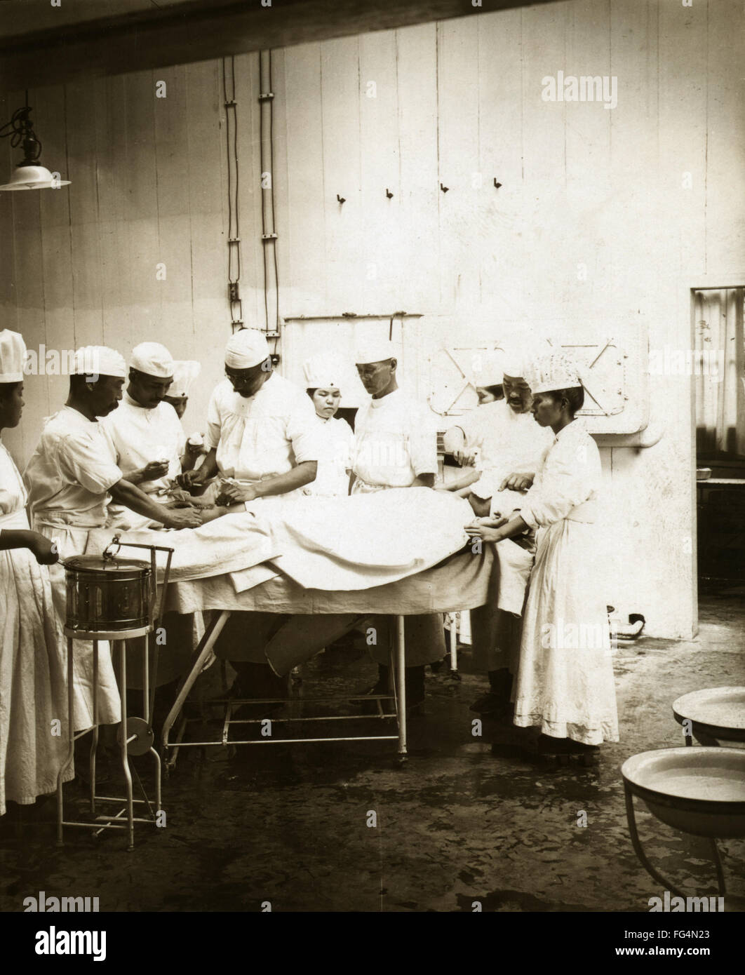 JAPAN: HOSPITAL, c1905. /nDoctors performing surgery in an operating ...