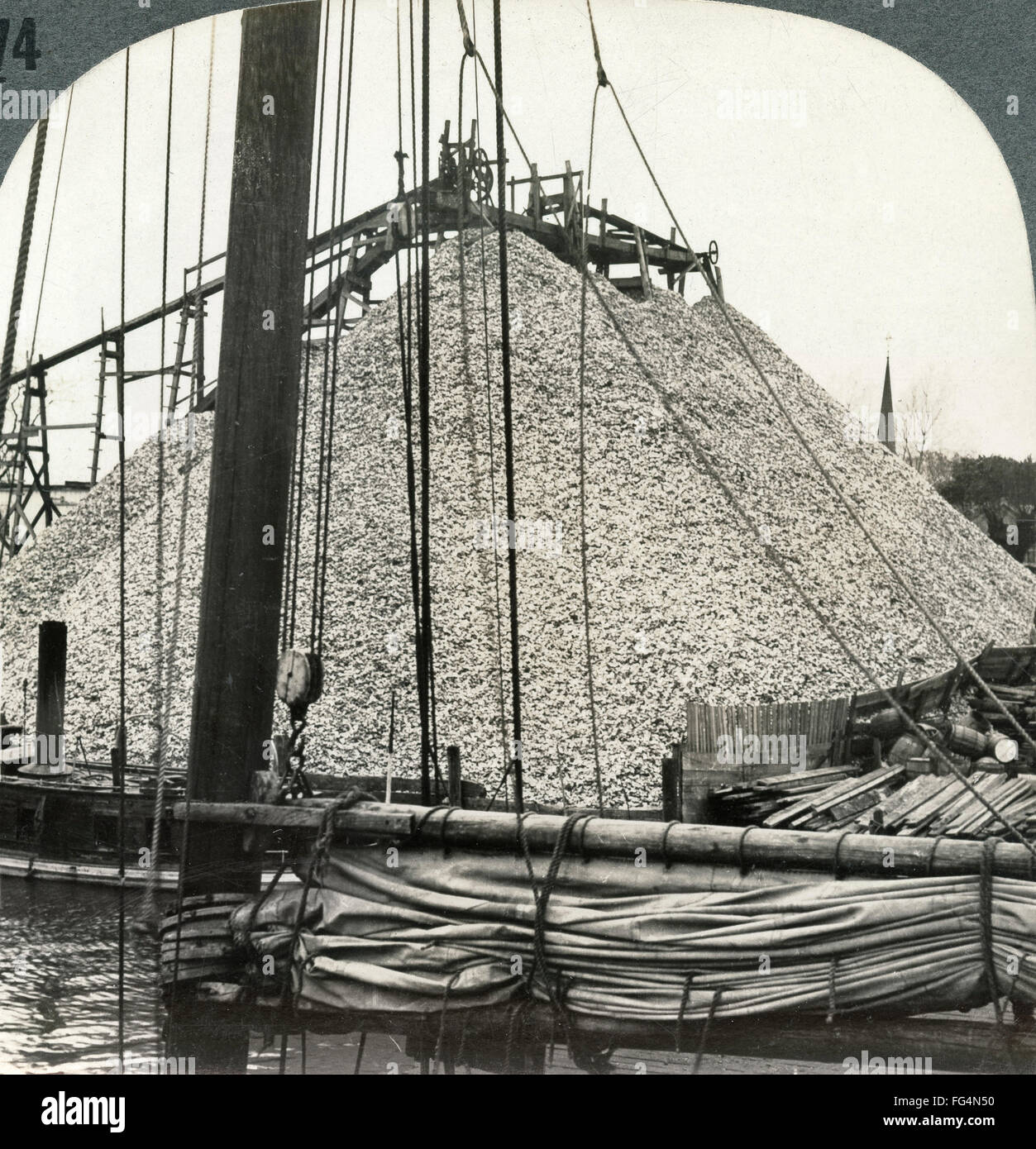 VIRGINIA: OYSTER FARMING. /nMountain of oyster shells to be used as a ...